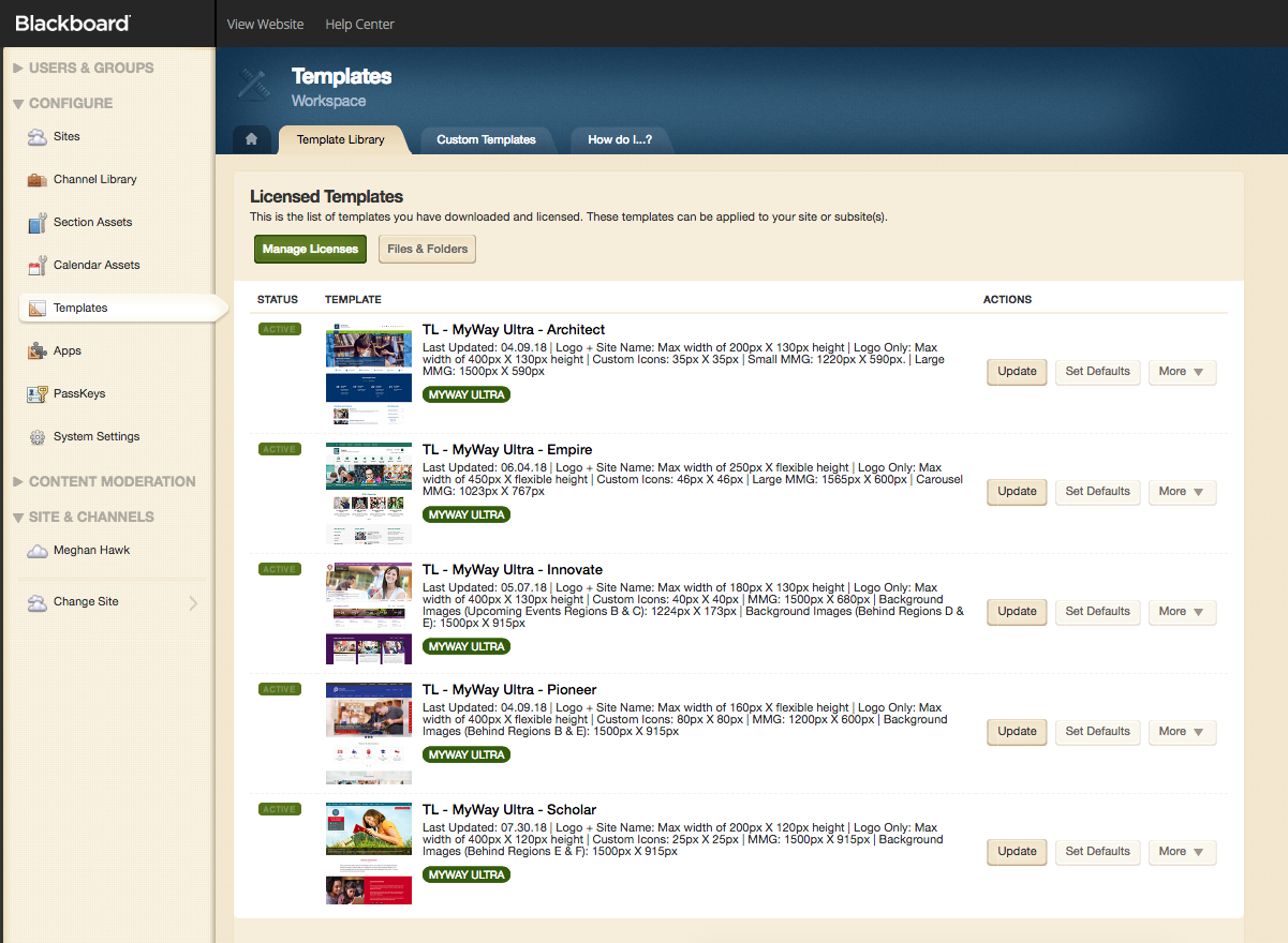 Template Updates / Homepage